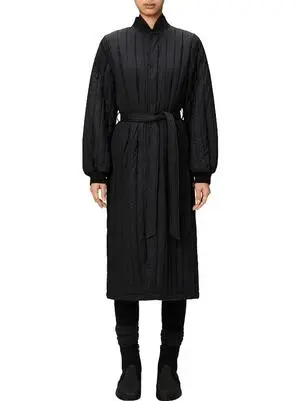 Rains Banja Belted Quilted Liner Coat - Black