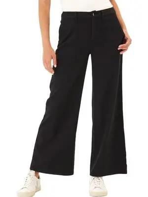 THREADS 4 THOUGHT Pamela Stretch Twill Wide Leg Pants - Black