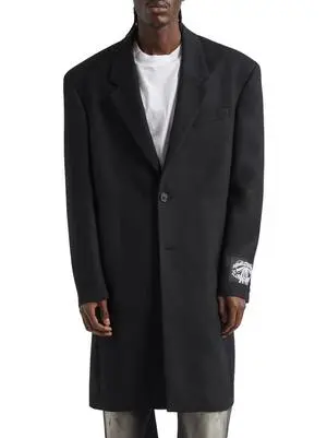 Acne Studios Single Breasted Wool Gabardine Topcoat - Black