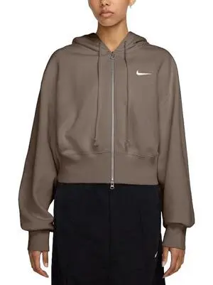 Nike Phoenix Fleece Crop Hoodie - 233 Mink Brown/sail