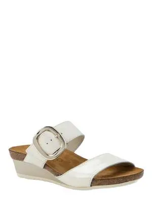 Naot Magic Wedge Sandal - Ivory Crinkle Patent Leather