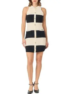 Endless Rose Stripe Cotton-blend Minidress - Cream/black