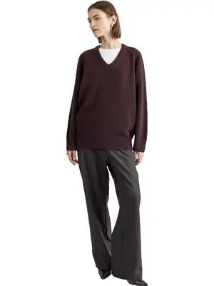 Almina Concept Almina Concept Wool V-Neck Sweater Dark Brown