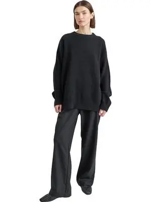 Almina Concept Oversized Wool Cashmere Crewneck Sweater - Black