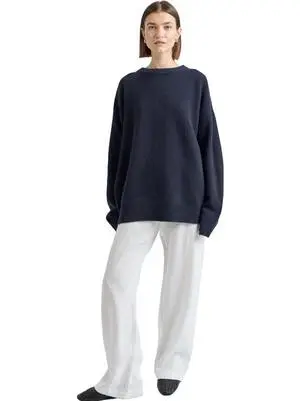 Almina Concept Oversized Wool Cashmere Sweater Navy