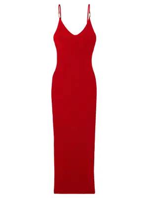 Versace Embellished Stretch-jersey Midi Dress - Red