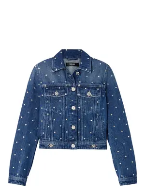 Versace Studded Denim Trucker Jacket - Blue
