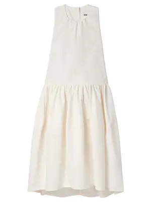 JIL SANDER Jil Sander Gathered Pleated Cotton And Silk-blend Poplin Midi Dress
