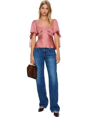 REFORMATION Dolly Silk Top - Pink