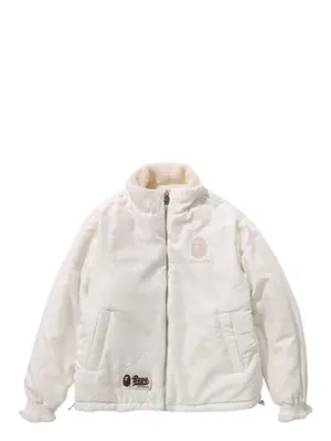 A BATHING APE Tonal Solid Camo Sherpa Reversible Jacket - White