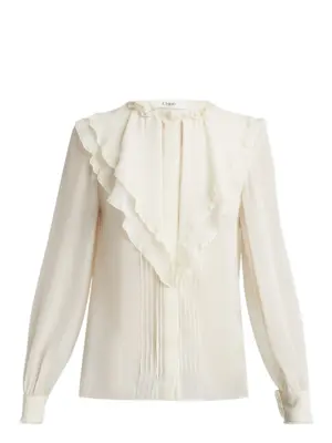 CHLOÉ Chloe Ruffle Button-Down Silk Top