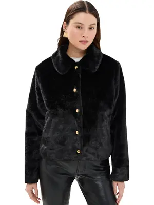 ENGLISH FACTORY English Factory Faux Fur Collared Jacket