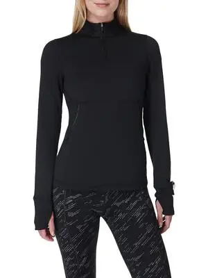 Sweaty Betty Therma Boost Running Half Zip Pullover - Black
