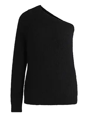 Hugo One-shoulder Brushed-texture Stretch-knit Jumper - Black
