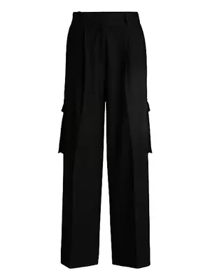 Hugo Flap-pocket Wide-leg High-rise Trousers - Black