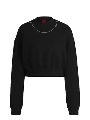 Hugo Chain-embellished Cropped Sweatshirt - Black