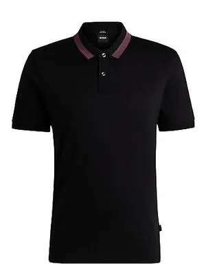 BOSS Striped-trim Slim-fit Cotton-jersey Polo Shirt Xxl Black