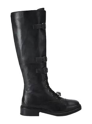 Kurt Geiger Monument Strap-embellished Leather Knee-high Boots - Black