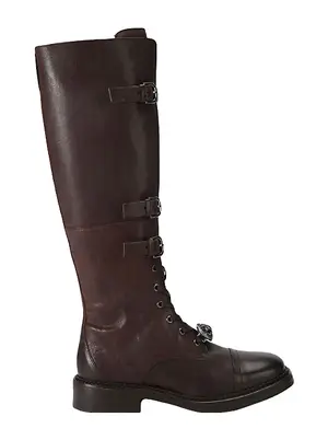 Kurt Geiger Monument Strap-embellished Leather Knee-high Boots - Brown