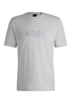 BOSS Rubberised-branding Regular-fit Cotton-jersey T-shirt - Light/pastel Grey