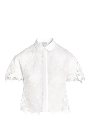Giambattista Valli Cropped Macramé Blouse - White