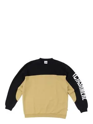 CASHMERE SOUND Split Crewneck Sweatshirt - Black/tan