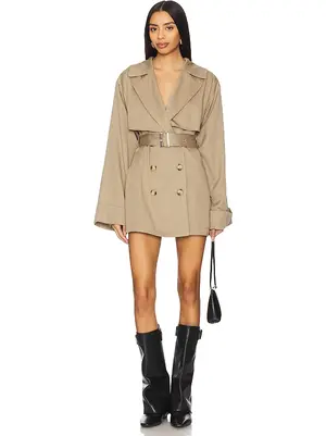 SNDYS Victoria Mini Trench Dress - Khaki