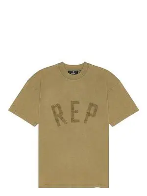 REPRESENT Represent Rep Applique T-shirt In Olive. Fawn