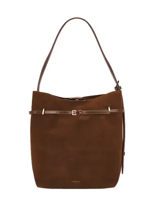 VERAFIED Suede Belted Tote Bag - Toffee