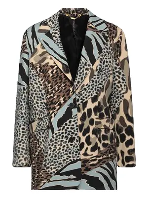 MANILA GRACE Single-breasted Blazer With Animal Print - Beige