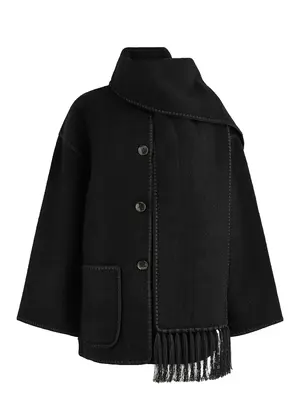 TOTEME Toteme Scarf-Effect Wool-Blend Jacket Black