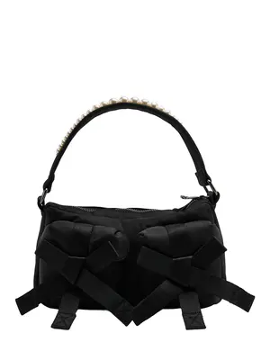Simone Rocha Utility Bow Faux Pearl-embellished Shell Shoulder Bag - Black