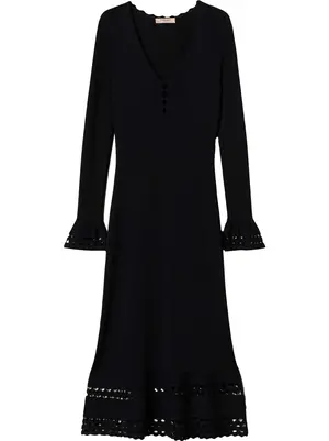 TWINSET Scallop-trim Midi Dress - Black