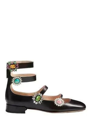 Valentino Garavani Jewel-button Ballerina Shoes - Black