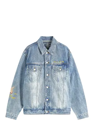 BILLIONAIRE BOYS CLUB Duck Embroidered Denim Jacket - Heavy Wash Blue