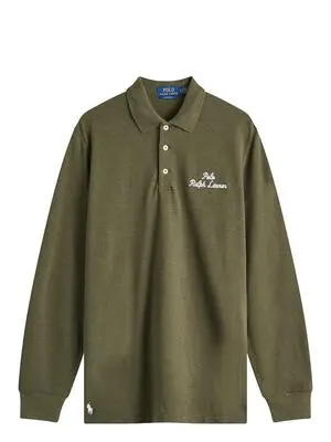 Polo Ralph Lauren Script Logo Long Sleeve Polo - Alpine Heather