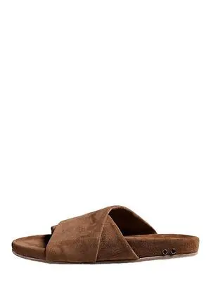 Beek Kea Suede Slides Sandals - Dark Brown