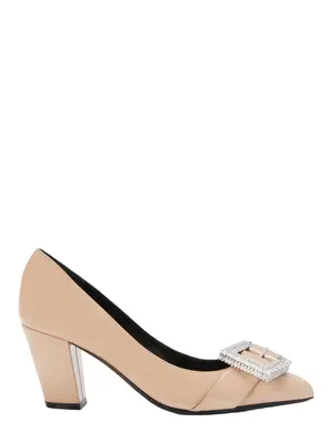 GIUSEPPE ZANOTTI Miss Buckle 70mm Leather Pumps - Neutrals
