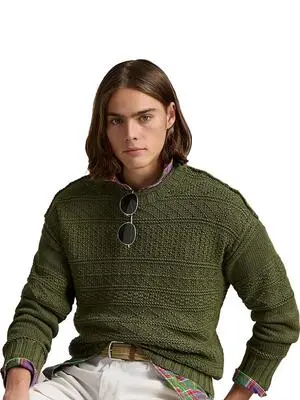 Ralph Lauren Textured Linen-cotton Sweater - Olive Combo