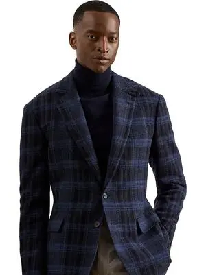 Ralph Lauren Kent Hand-tailored Plaid Wool Sport Coat - Navy Multi