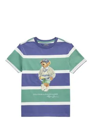 Ralph Lauren Polo Bear Striped Cotton Jersey Tee - Fairway Green Multi