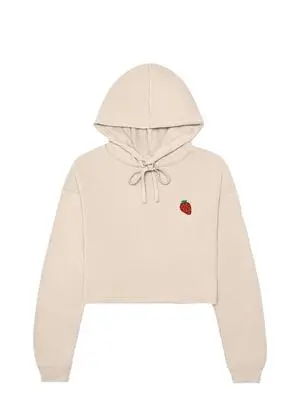 DALIX Strawberry Cropped Fleece Hoodie - Heather Dust