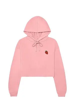 DALIX Strawberry Cropped Fleece Hoodie - Pink