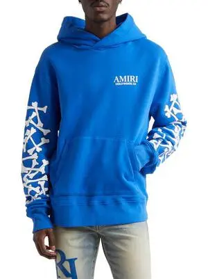 Amiri Bones Stacked Graphic Hoodie - Blue