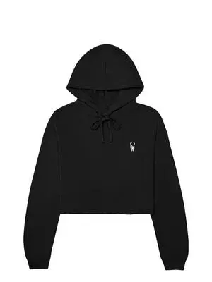 DALIX Astronaut Cropped Fleece Hoodie - Black