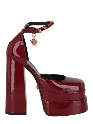 Versace Medusa Aevitas Platform Pumps - Dark Red