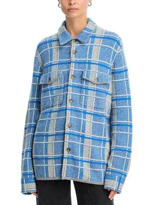 Guest In Residence Cashmere Plaid Work Shirt - Twilight Combo