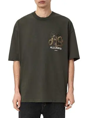 ALLSAINTS Reticulate Cotton Short Sleeve Tee - Duffel Green
