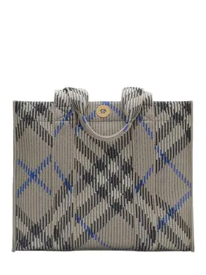 Burberry Check Knitted Tote Bag - Grey