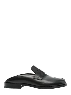 MAISON MARGIELA Tabi Toe Leather Slippers - Black